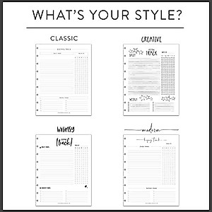 BetterNote Keeping Track Refill Pages for Discbound Notebook, Habit Tracker, Fits Disc TUL, Daily Weekly To Do, Happy Planner, ARC, Levenger Circa, Talia (Whimsy- 6 months, 9-Disc, 7"x9.25")