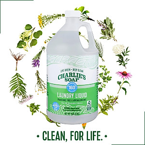 Charlie’s Soap Laundry Liquid (160 Loads, 4 Pack) Natural Deep Cleaning Hypoallergenic Laundry Detergent – Biodegradable Eco Friendly Sustainable Laundry Liquid