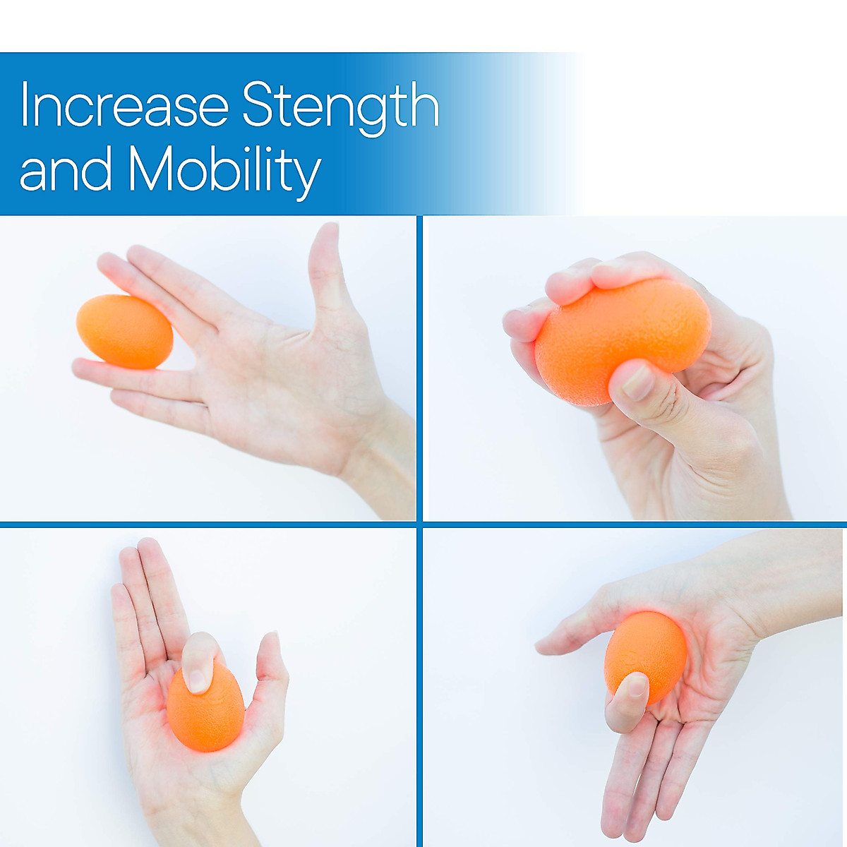 RMS 4-Pack Hand Exercise Balls - Physical & Occupational Therapy Kit for Strengthening Grip & Reducing Stiffness - Arthritis Pain Relief Exerciser for Rehabilitation, Fidget, Stress Relief