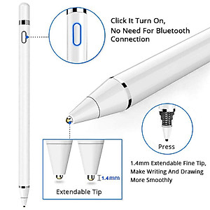 Stylus Pens for Touch Screens,Active Stylus Compatible with Apple,Magnetism Cover Cap, Universal for iPhone/iPad Pro/Mini/Air/Android and Other Touch Screens (White)