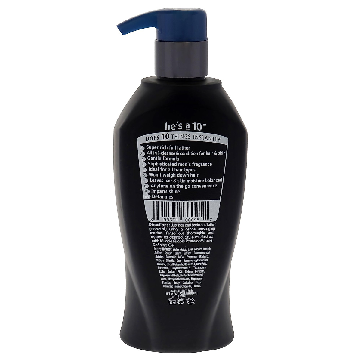It's a 10 Haircare He's A Miracle 3-in-1 Shampoo, Conditioner and Body Wash, 10 fl Ounces