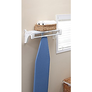 EZ Shelf-Expandable-Closet Shelf with Hanging Rod- 30” to 50” -White-Easy Install to Backwall(Floating)-Wire Closet Shelving Alternative-(EZS-SCRW48-1-2)