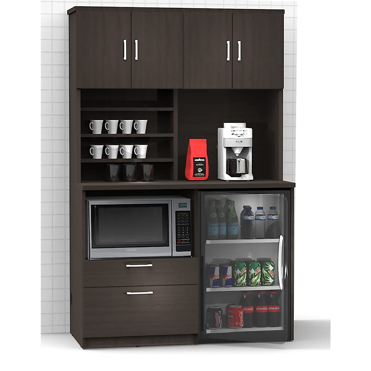 Breaktime Buffet Sideboard Kitchen Break Room Lunch Coffee Kitchenette Model 8035 2 pc Espresso – Factory Assembled (Furniture Items Purchase ONLY)