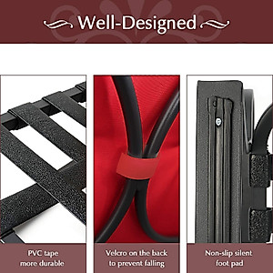 Betterland Outdoor 3-Piece Rocking Chairs Patio Bistro Sets, Glass-Top Coffee Table & Black Metal ​Patio Furniture with Thickened Cushions (Red)