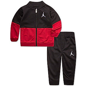 Nike Boy`s Two Piece Tracksuit Jacket & Pants Set (Black(755305-023)/Red, 7)
