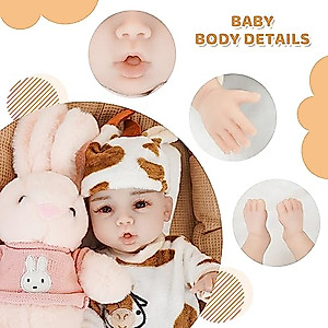 CUAIBB 18.5 Inch Realistic Silicone Doll, Newborn Reborn Baby Doll Full Silicone Body with Clothes, Look Real Like Reborn Baby Dolls Lifelike - Girl Open-Eyes Full Silicone