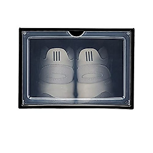 Toyvian Entryway Shoe Storage Bench Shoe Box Shoe Storage Boxes Magnetic Folding Stackable Shoes Cases Organizer Bins Container for Home Shop Black Shoes Container
