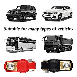Durable&Adjustable Battery Terminal Connectors Car Accessories Kit(Negative & Positive Battery Cable Terminals+2PCS Battery Terminal Fiber Washers) Fit for Most Car Truck Van Boat