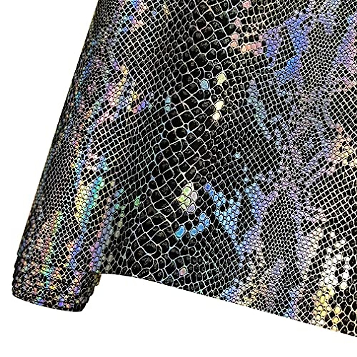 HYANG Snake Embossed Black PU Faux Leather Sheets 1 Rolls 12"X53"(30cmX135cm), Faux Leather Very Suitable for Leather Earrings, Bows, Handbag ，Sewing ，Crafts Making