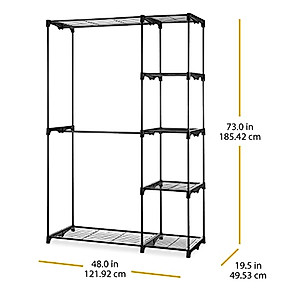 Whitmor Deluxe Double Rod Freestanding Closet Heavy Duty Storage Organizer