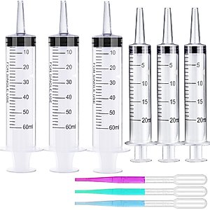 60ml + 20ml Syringe for Liquid set - Syringes without Needle - 20 ml Sterile Packed Plastic Syringe with Dropper for Medicine Student Lab Measuring Liquids and Pet Feeding Oral , Jello Shot ( 6 Pack )