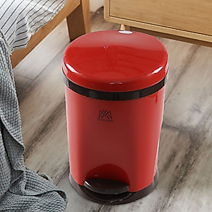 Ggbin 7 Liter Plastic Garbage Can with Foot Pedal, 1 Pack, Red