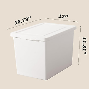 Yishyfier White Storage Bins with lids,Stackable Plastic Boxes Set of 4,Storage Box with handle for Organizing Snacks, Crafts,Crafts, Tools,books(white, 4XL)