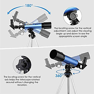 Updated Telescope, Portable Telescope for Astronomy Beginners Kids Adults Refractor Travel Telescope 90x Magnification with Tabletop Tripod 2 Eyepieces, Astronomy Gifts for Kids