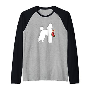 Poodle Christmas Stocking Stuffer Dog Raglan Baseball Tee