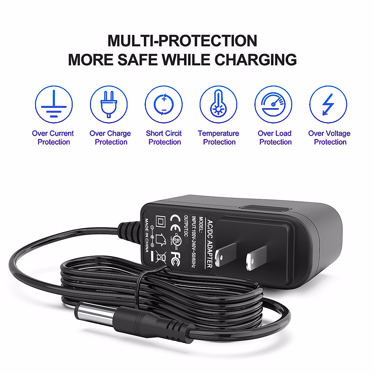 15V 1A Car Jump Starter Charger Compatible with Peak 450A 500A 600A 800A 1000A Peak Schumacher TACKLIFE T6 DBPOWER DJS50 GOOLOO Portable Car Jump Starter Charger Power Cord