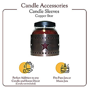 A Cheerful Giver Metal Candle Sleeve - 5" Copper Star Candle Sleeve Fits Keepers of the Light Papa or Mama Jar Candles - Rustic Candle Accessories