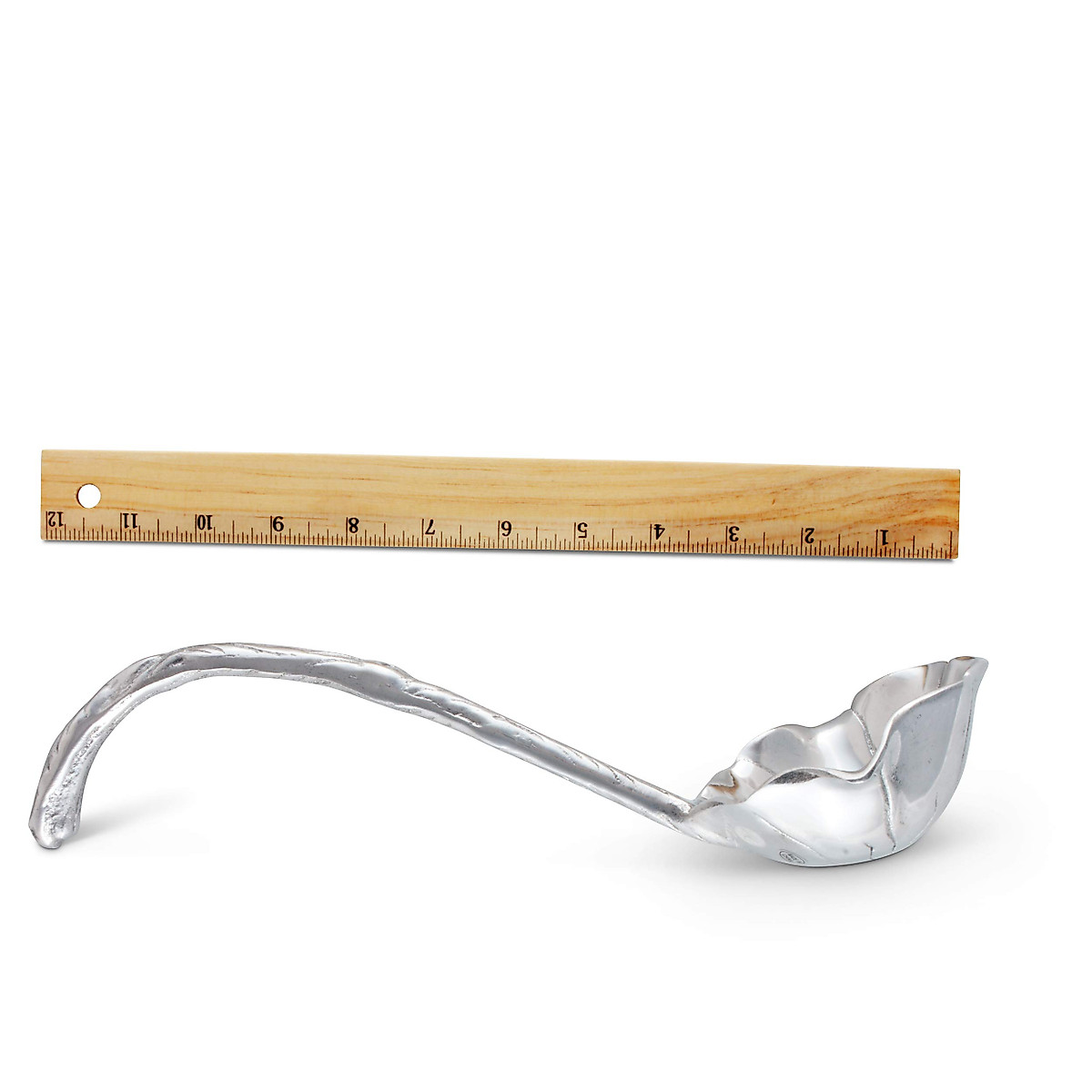 Arthur Court Aluminum Metal Magnolia Pattern Punch/Soup/Serving Ladle Silver Spout 12.5 inch Long