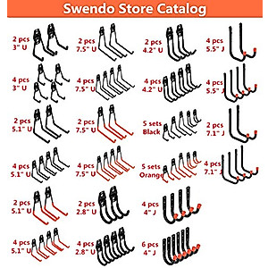 Yisunnan Wall Mount Double Hook,Heavy Duty Steel Garage Storage Utility Hooks with Anti-Slip Coating,Load Capacity 66 LB (4 Pack Black 2.8" Round J Hook)