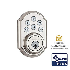 Kwikset 99100-078 SmartCode 910 Traditional Smart Keypad Electronic Deadbolt Door Lock with SmartKey Security and Z-Wave Plus, Satin Nickel