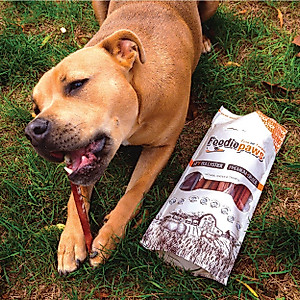 FOODIEPAWS All Natural 6-inch Jumbo Bully Sticks Odor Free USA Packed for Medium, Large Dogs- 100% Free-Range Grass-Fed Beef-Single Ingredient & Rawhide Free-Longer Lasting Dental Dog Chews 10 Pcs