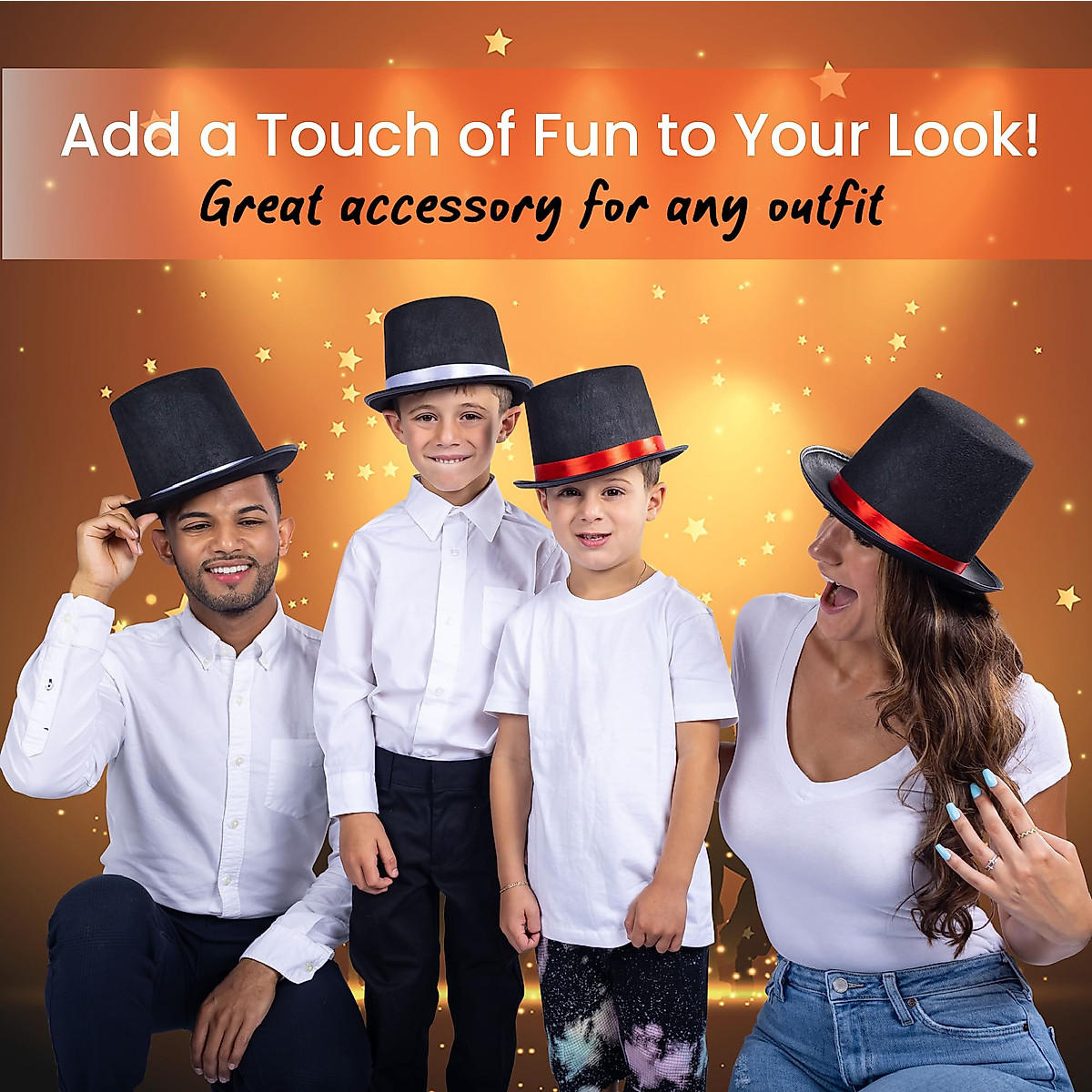 Dress Up America Top Hats for Kids and Adults - Black Magician Party Hat - Formal Tuxedo Hat - Unisex