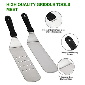 Stolix 29Pcs Stainless Steel Griddle Accessories Kit for Blackstone and Camp Chef Grill BBQ Spatula Set with Carry Bag 100Pcs Bamboo Skewers