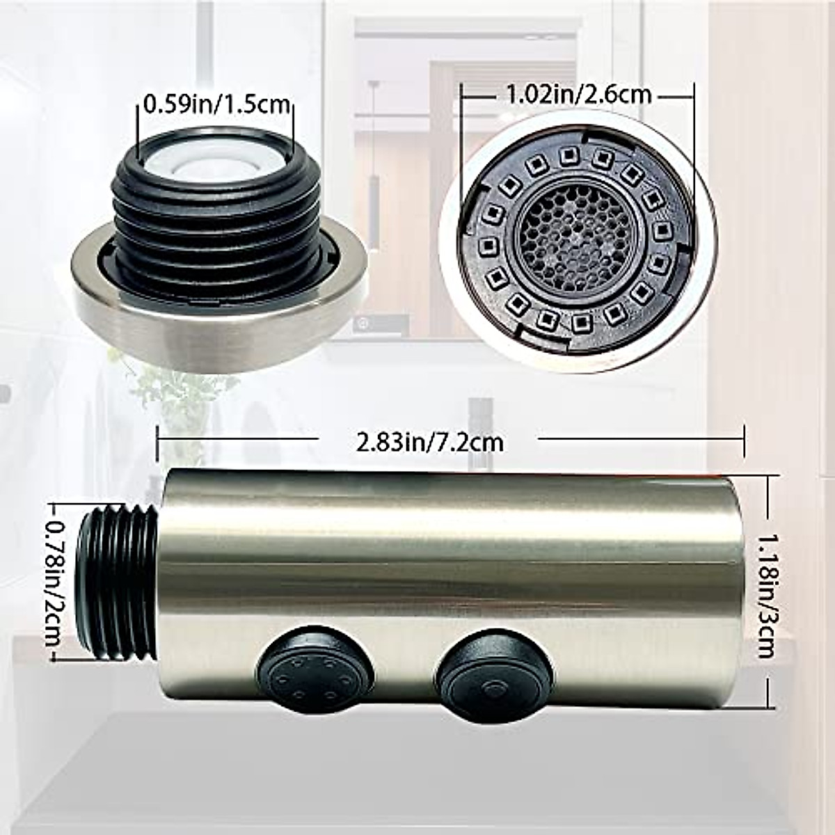 Kitchen Sink Faucet Sprayer Head Attachment, 2 Functions Pull Out Spray Head for Kitchen Faucet, Pull Down Faucet Head Replacement, Kitchen Tap Sprayer, Sink Sprayer Head Nozzle, G1/2 Male Connector