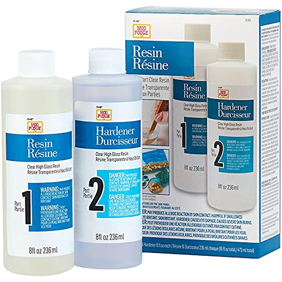 Mod Podge 16 fl oz Hardener 2-Part Supplies Pack, Perfect Kits and Silicone Molds for Epoxy Resin Projects, 25264, Clear