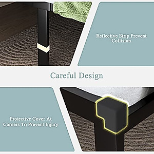 Feonase Twin Size Metal Bed Frame with Fabric Button Tufted Headboard, Platform Bed Frame with Heavy Duty Metal Slats, 12" Storage Space, Noise Free, No Box Spring Needed, Dark Grey