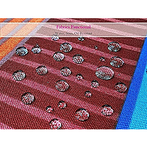 Outdoor Inflatable Ottoman Red Round 21x9 Inch Stripe Pattern Patio Foot Stools and Ottomans Portable Footrest