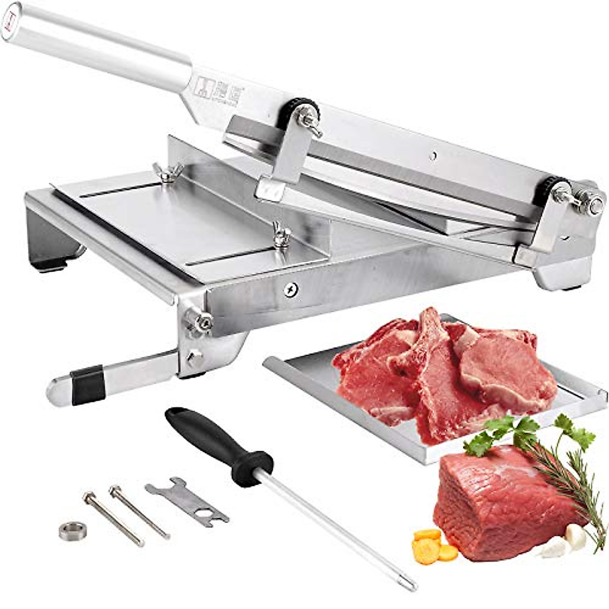 IHAYNER Slicer Cutter 13.5 Inch Cheese Slicer Cutter 430 Stainless Steel Bone Cutter Guillotine Sausage Ham Biltong Jerky Slicer