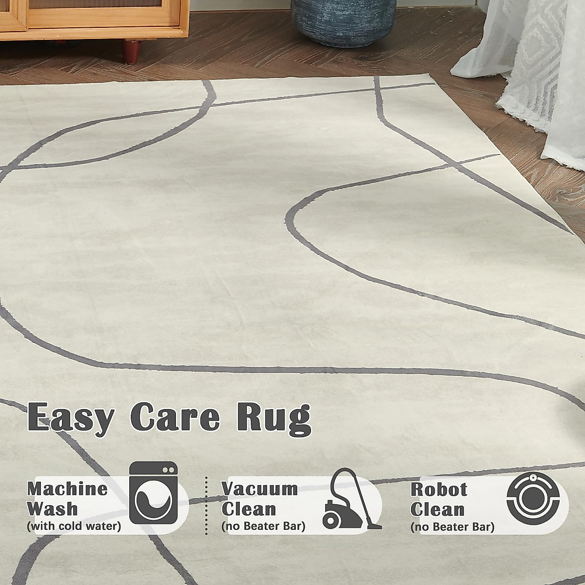 jinchan Area Rug 4x6 Washable Rug Abstract Rug Grey Gray Rug Aesthetic Minimalist Rug Indoor Floor Cover Carpet Thin Rug Accent Modern Rug Lightweight Kitchen Living Room Bedroom Dining Room Office