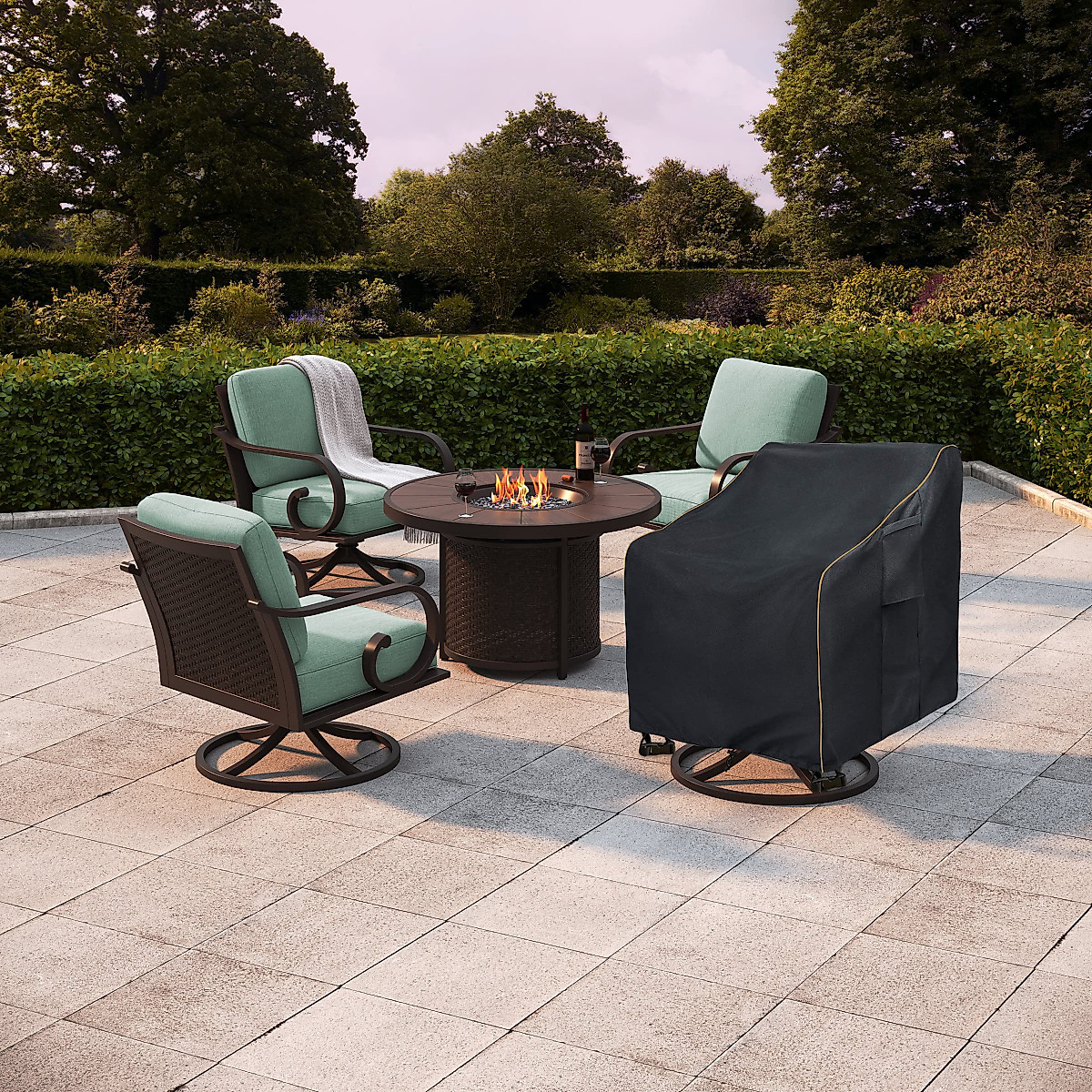 LSongSKY Outdoor Swivel Rocker Chair Cover 2 Pack,Patio Swivel Chair Covers For Outdoor Furniture,Rocking Chair Covers Waterproof (27.5W x 32.5D x 39H Inch)Black