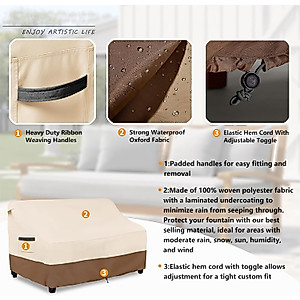 Heavy Duty Oxford Patio 3-Seater Sofa Cover,Outdoor Couch Cover,100% Waterproof Heavy Duty Patio Furniture Covers,Outdoor Couch Cover with Air Vents and Handles (White Coffea, 76W*32.7D*33H inch)