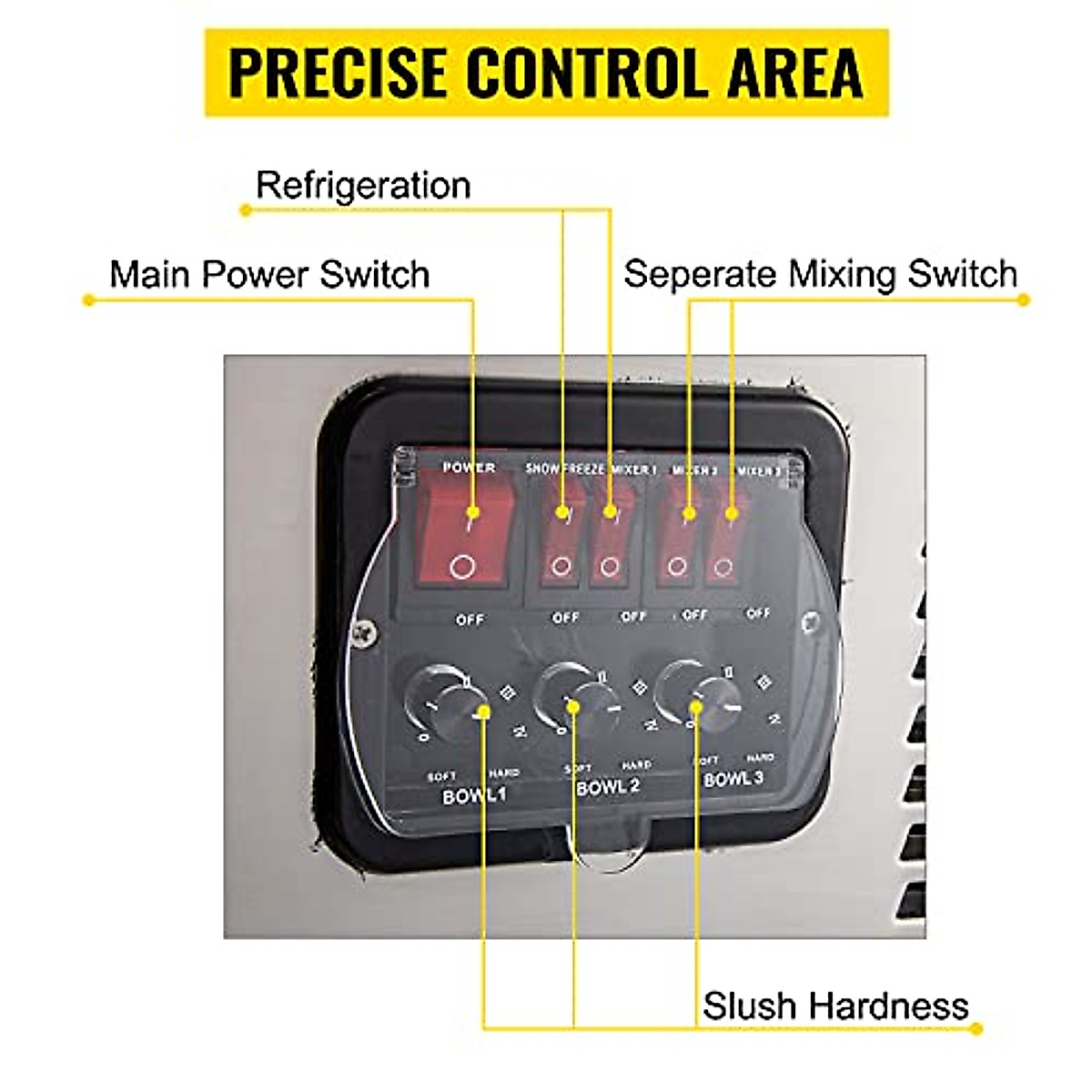 Happybuy 110V Commercial Slushy Machine 15L x 3 Tank Frozen Drink Machine 1800W Commercial Margarita Machine Stainless Steel Suitable for Supermarkets Cafes Restaurants Snack Bar