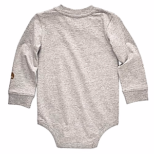 Carhartt Unisex Baby Long-Sleeve Tool Belt Bodysuit Onesie, Grey Heather, 3 Months