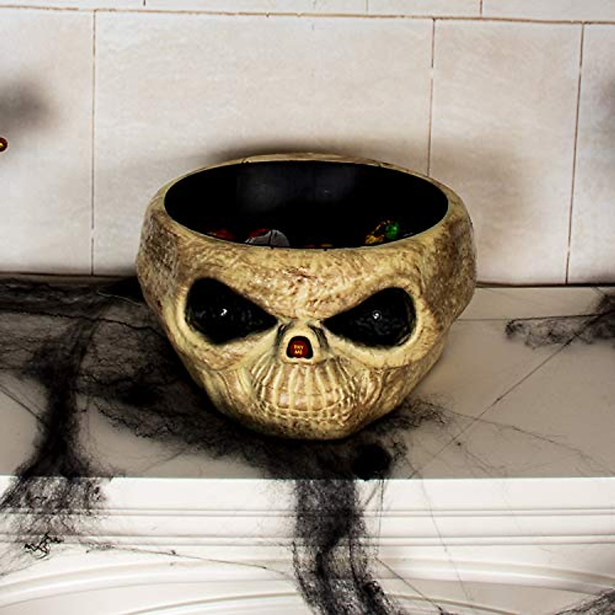ITART Animated Halloween Candy Bowl Dish with Hand Spooky Decoration Props LED Eyes & Sound for Holloween Decor Treat or Trick Party Bar Table Decor