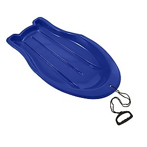 Superio Toboggan Snow Sled for Kids and Adults, 37" Plastic Sled with Pull Ropes (Blue)
