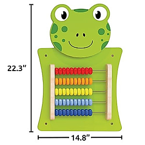 SPARK & WOW Frog Activity Wall Panel - Ages 18m+ - Montessori Sensory Wall Toy - Abacus Activity - Busy Board - Toddler Room Décor