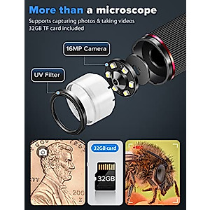 Dcorn 10" HDMI LCD Digital Microscope 1500X,Coin Microscope for Adults with 16MP Camera Sensor,Soldering Microscope with LED Lights Touch Control,TV/Windows/Mac Compatible,Gift with Coin Guidebook
