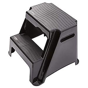 Rubbermaid RM-P2 2-Step Molded Plastic Stool with Non-Slip Step Treads, 300-Pound Capacity (Amazon Exclusive) , Black