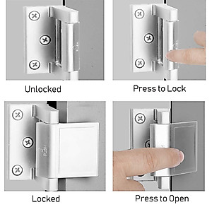 Home Security Door Lock, 2 Pack Child Proof Door Reinforcement Lock with Upgraded 3''Stainless Steel Screws for Inward Swinging Door, Privacy Door Latch Defend Home and Hotels