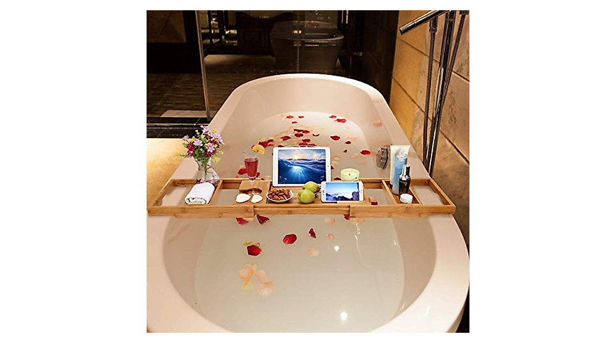 Sorfity Bathtub Caddy & Laptop Bed Desk – 2-in-1 Bamboo Organizer & Tray
