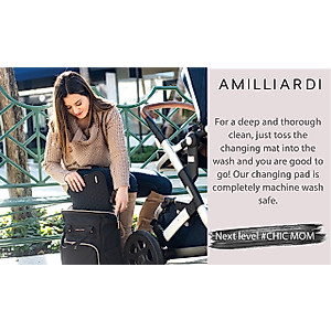 Portable Diaper Changing Pad Stylish & Chic by AMILLIARDI for Travel w/Baby, Infant & Newborn, Changing Mat Portable (Black)