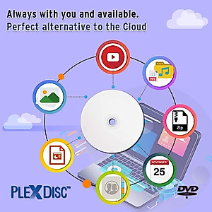 PlexDisc 632-210 16x 4.7GB White Inkjet Printable DVD-R 1200 Disc Spindle