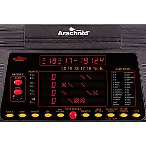 Arachnid Cricket Pro 800 Standing Electronic Dartboard with Cherry Finish, Regulation 15.5” Target Area, 8-Player Score Display and 39 Games Brown