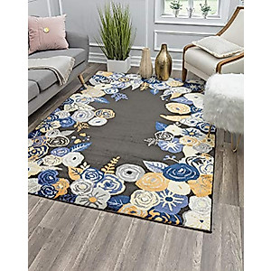 Rugs America Black & Multi Blooms Transitional Rug Royal Blossom Golden Onyx VA35A 8'0"X10'0" Area Rug