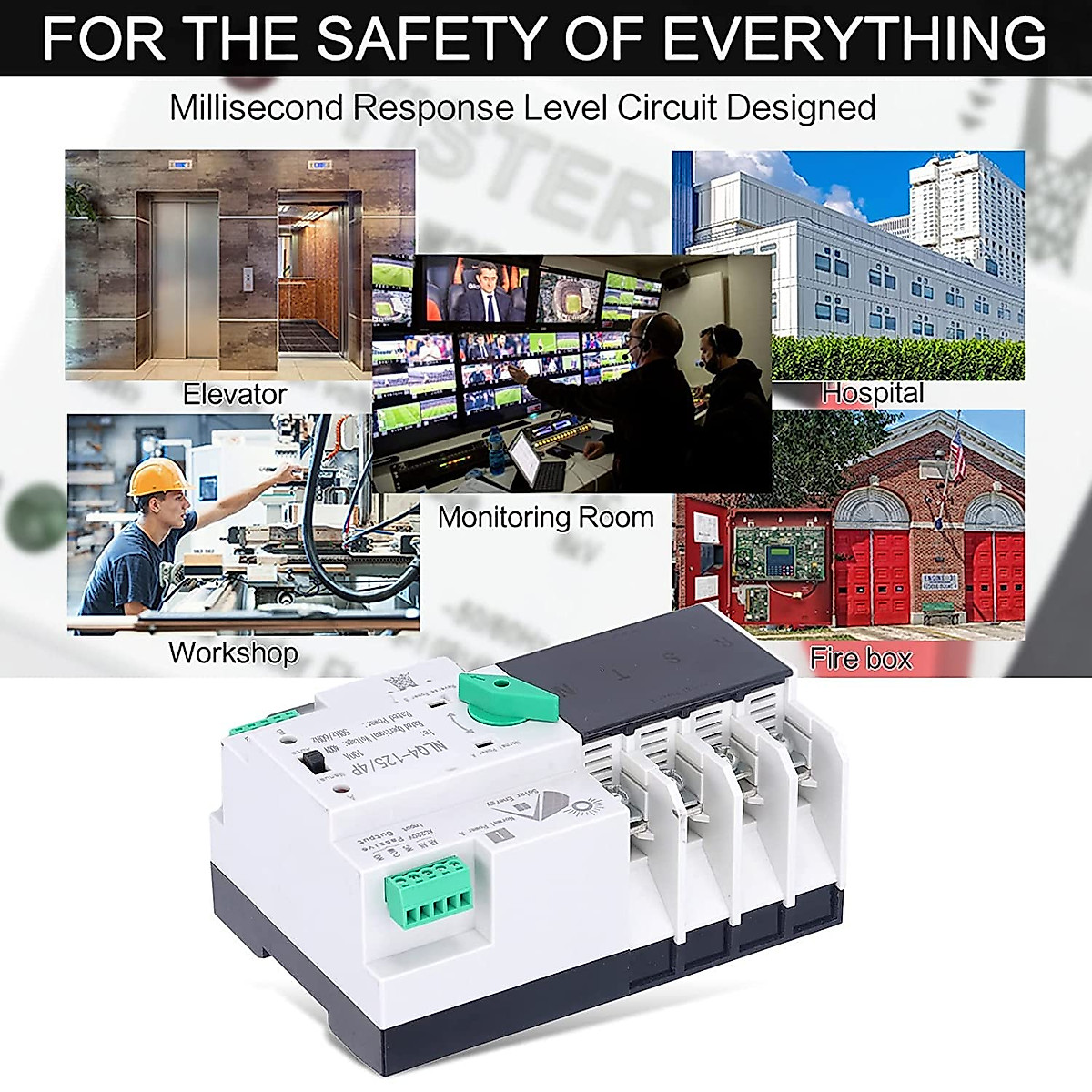 Dual Power Automatic Transfer Switch AC 400V 4P 100A ATS PC Automatic Changeover Toggle Switch Double Transfer Switch for Municipal Electricity UPS Inverter Solar