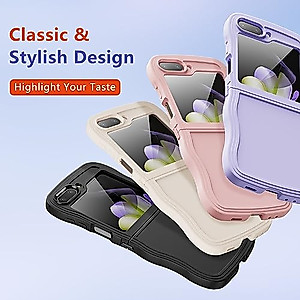 Haeuorey for Samsung Galaxy Z Flip 5 Case Wave, Curly Frame Design for Women Girls, Cute Wavy Solid Color Aesthetic Phone Case Soft Flexible TPU Shockproof Full-Body Protective Case Cover (White)